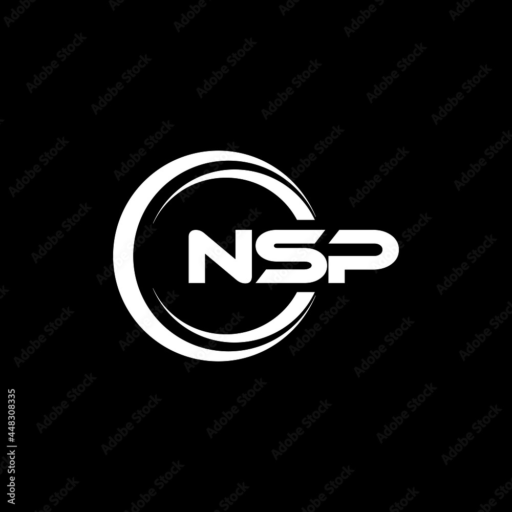 NSP letter logo design with black background in illustrator, vector ...
