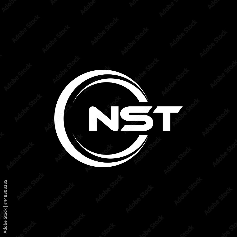 NST letter logo design with black background in illustrator, vector ...