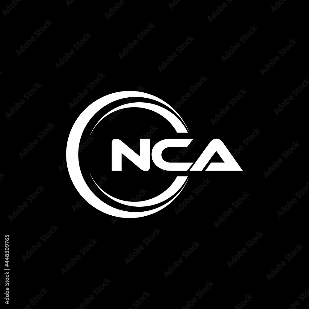 NCA letter logo design with black background in illustrator, vector ...