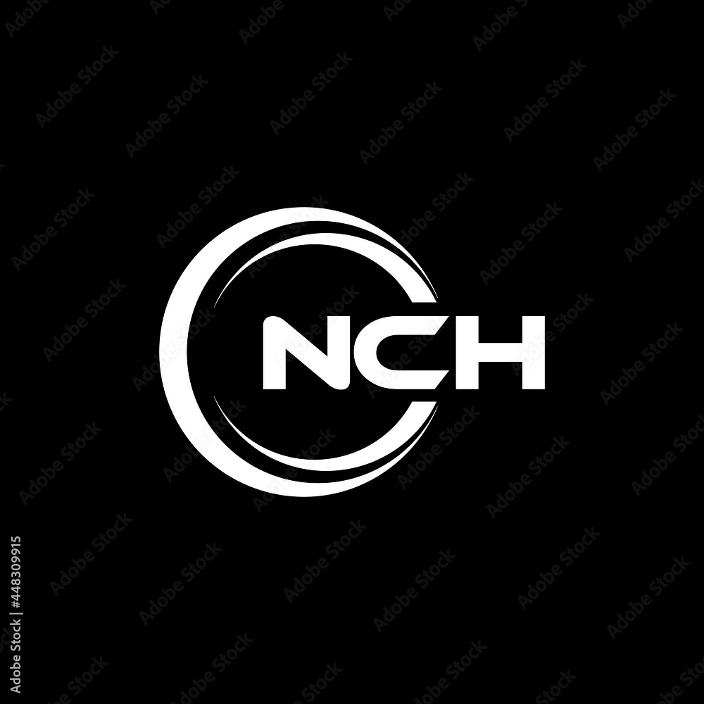 NCH letter logo design with black background in illustrator, vector ...