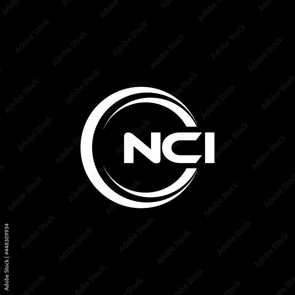 Vetor do Stock: NCI letter logo design with black background in ...