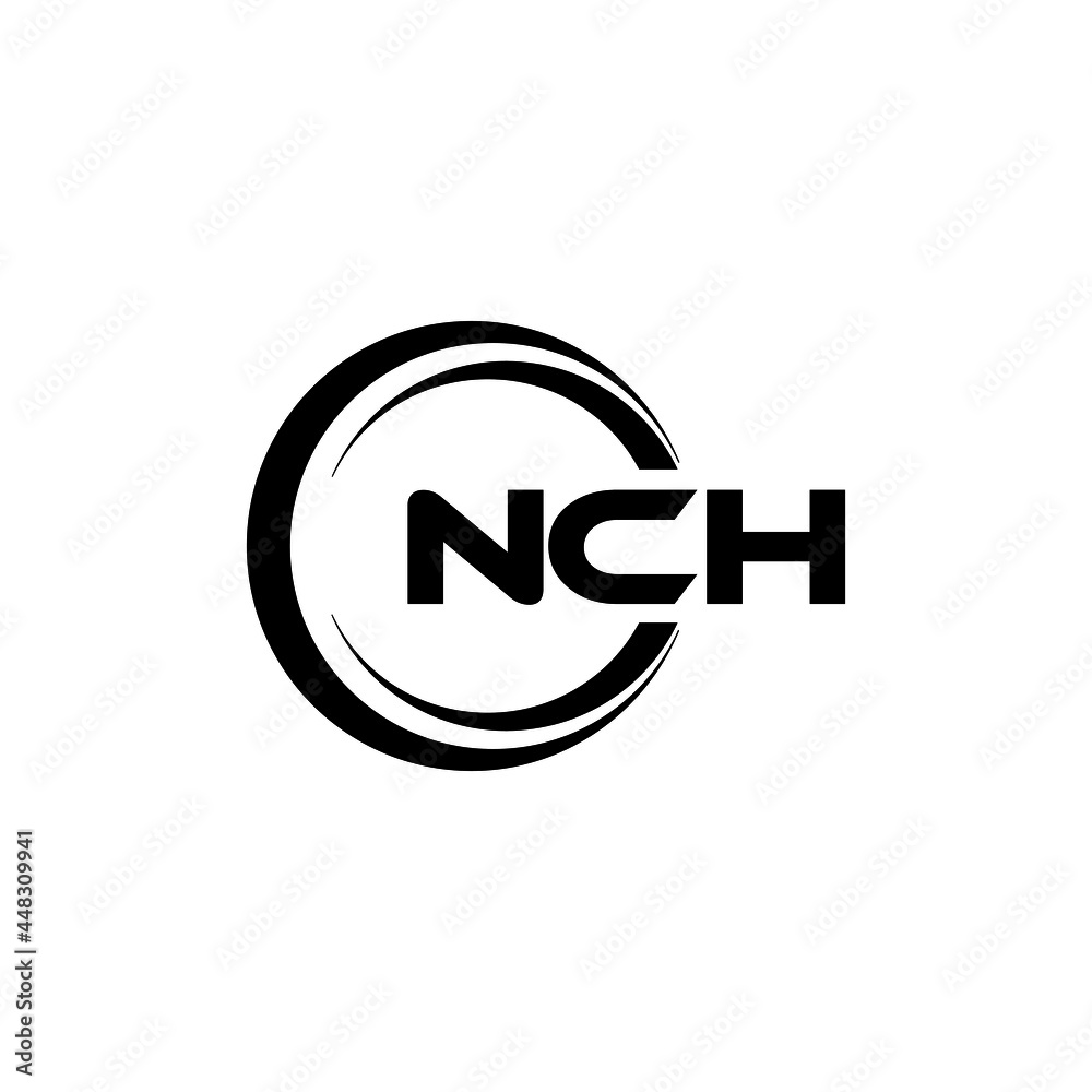 NCH letter logo design with white background in illustrator, vector ...