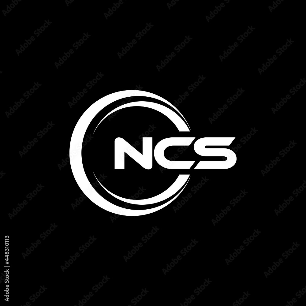 NCS letter logo design with black background in illustrator, vector ...