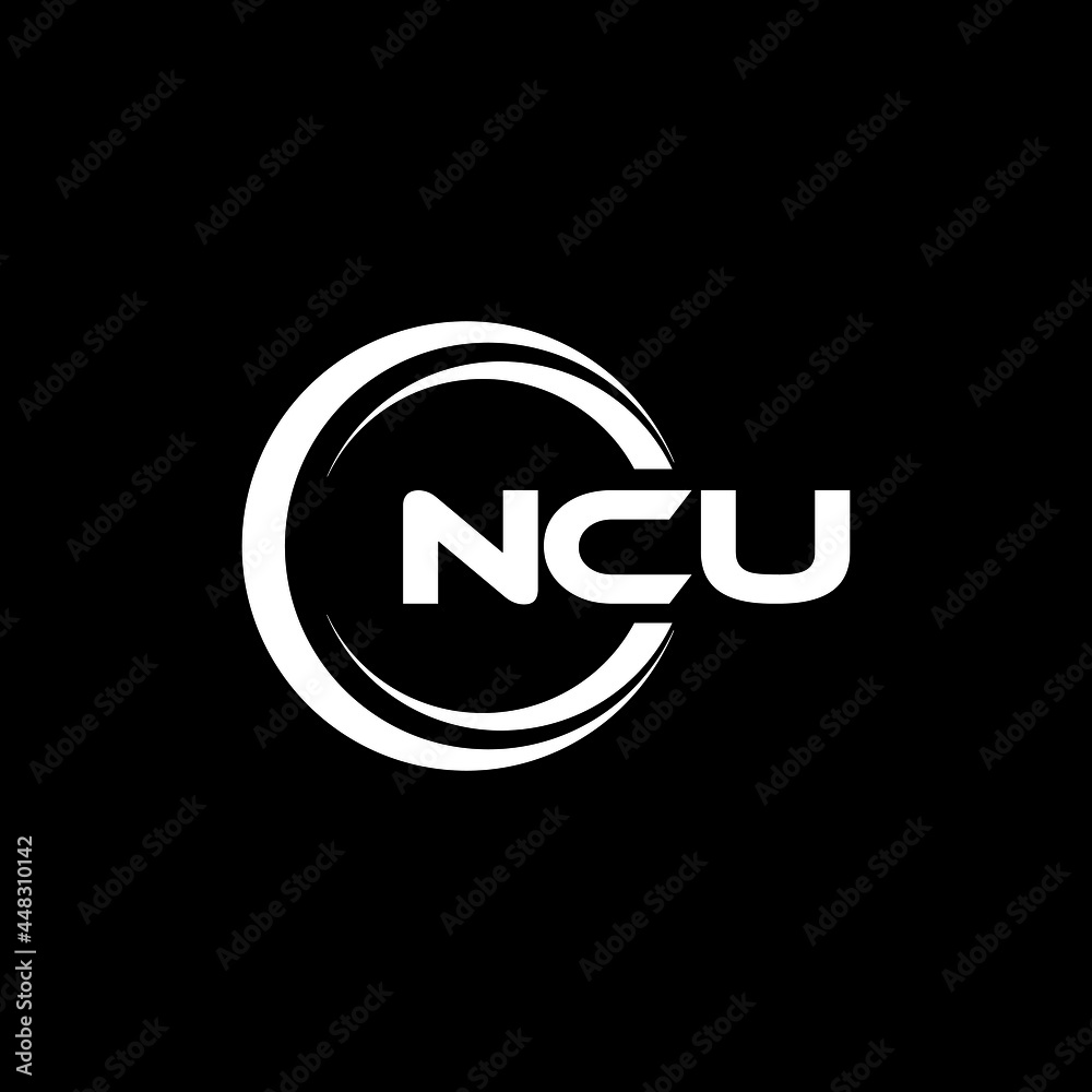 NCU letter logo design with black background in illustrator, vector ...