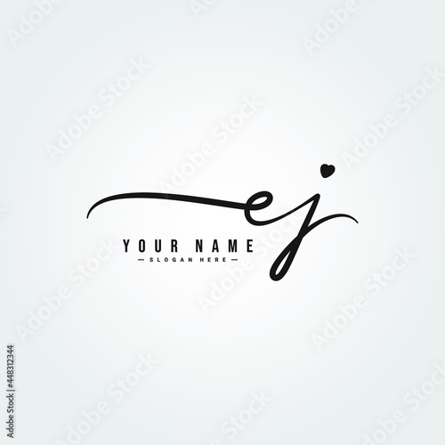 Initial Letter EJ Logo - Hand Drawn Signature Logo Stock Vector | Adobe ...