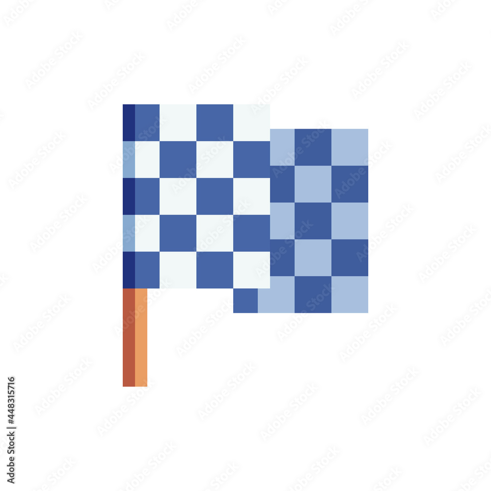 Checkered flag. Pixel art icon. Auto Moto racing. Game assets. Isolated ...