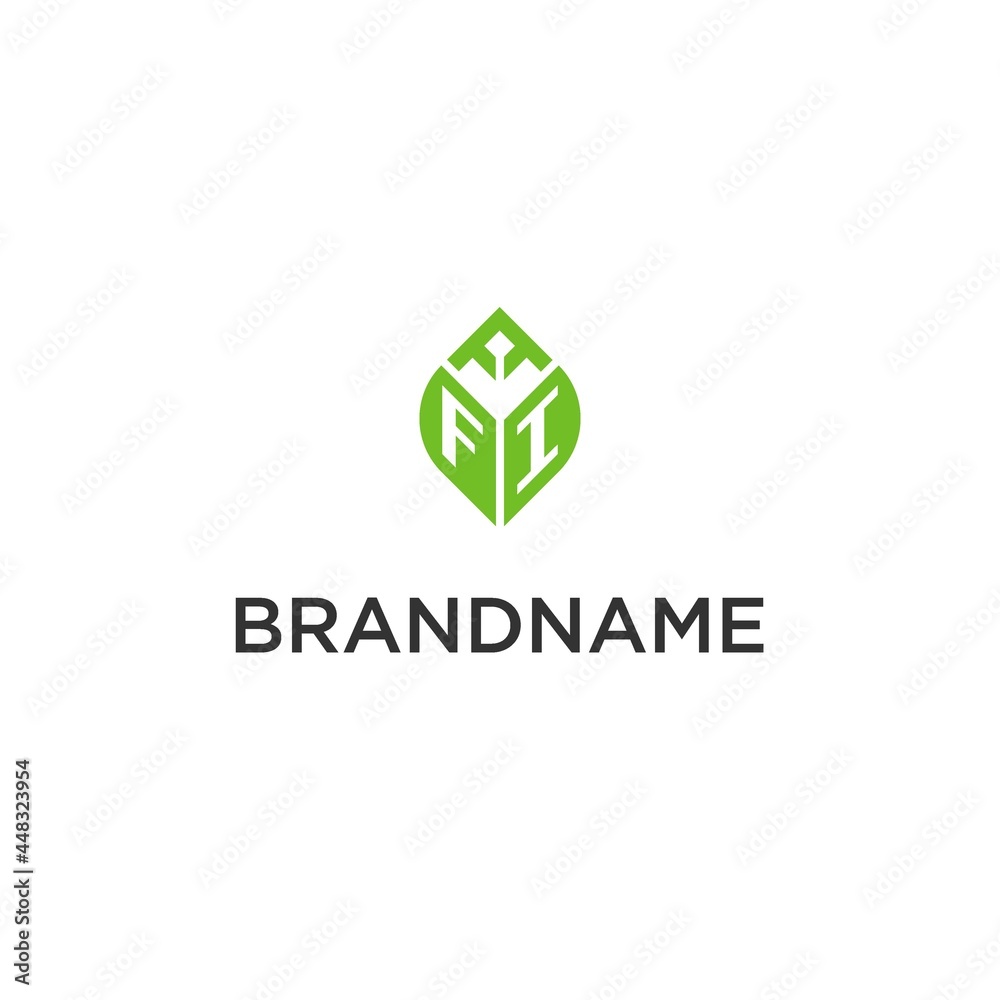 FI monogram with leaf logo design ideas, creative initial letter logo ...
