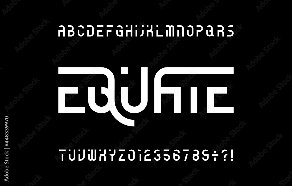 Equate alphabet font. Simple letters and numbers for your logo or ...