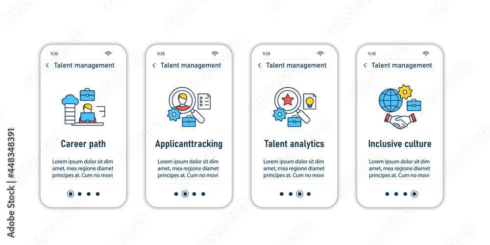 Talent management onboarding mobile app screens.Recruitment. Talent ...
