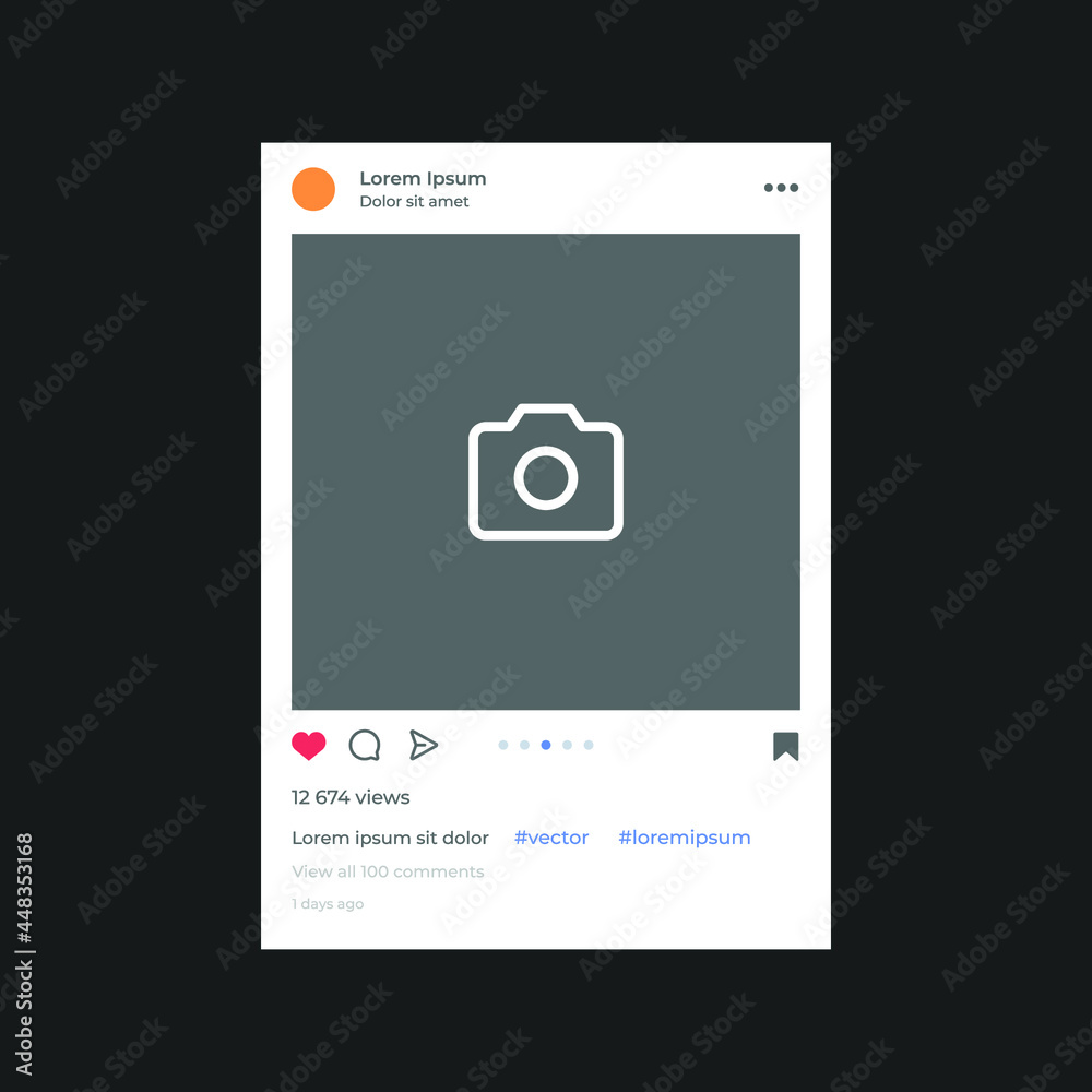 Social network photo frame template mobile interface. Social media post ...