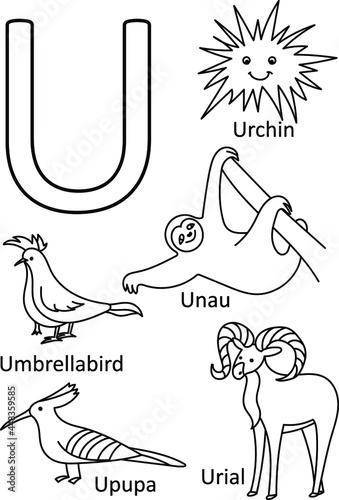U animals names, Alphabet coloring for kids, Alphabet animals coloring ...