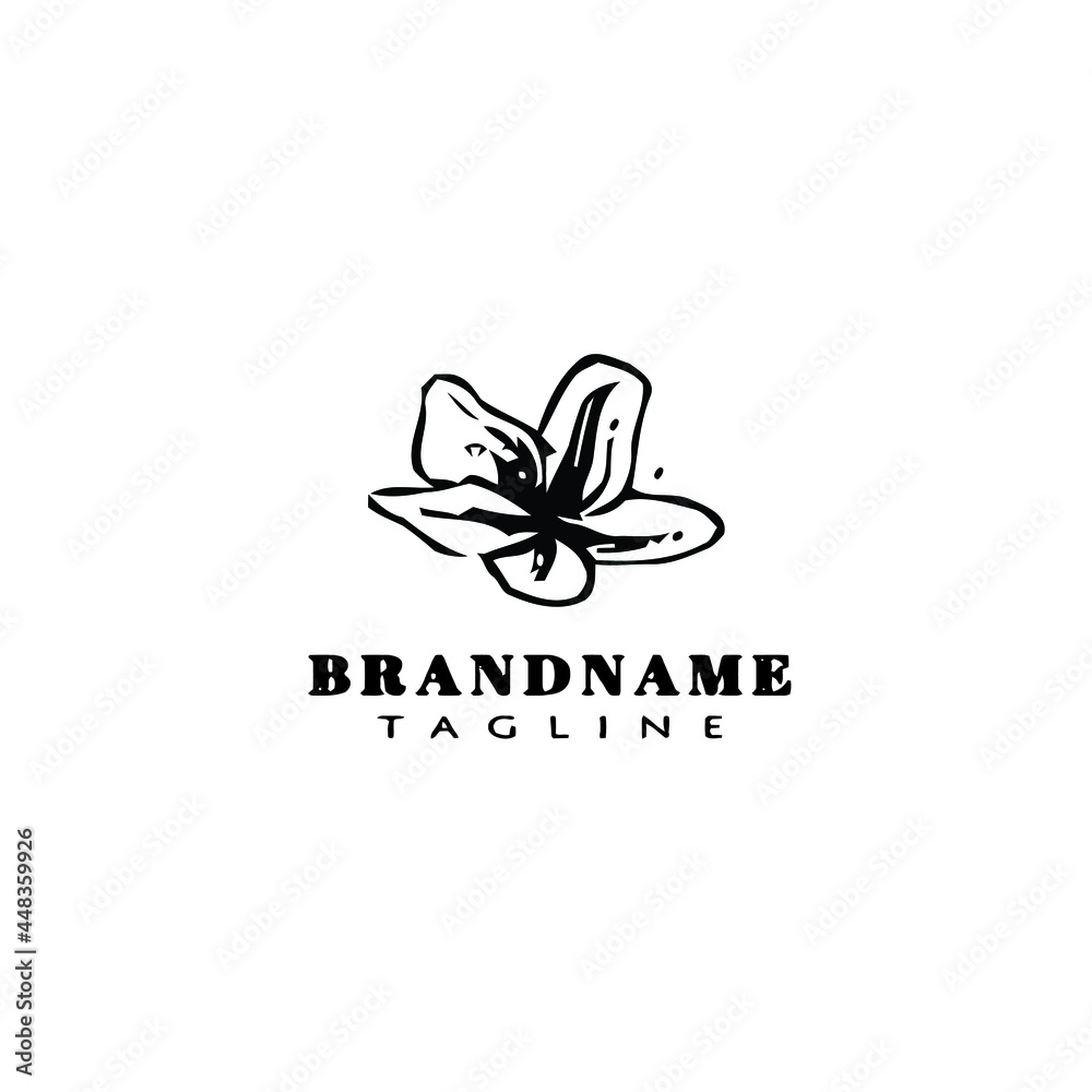 black azalea flower logo icon cartoon template vector illustration ...