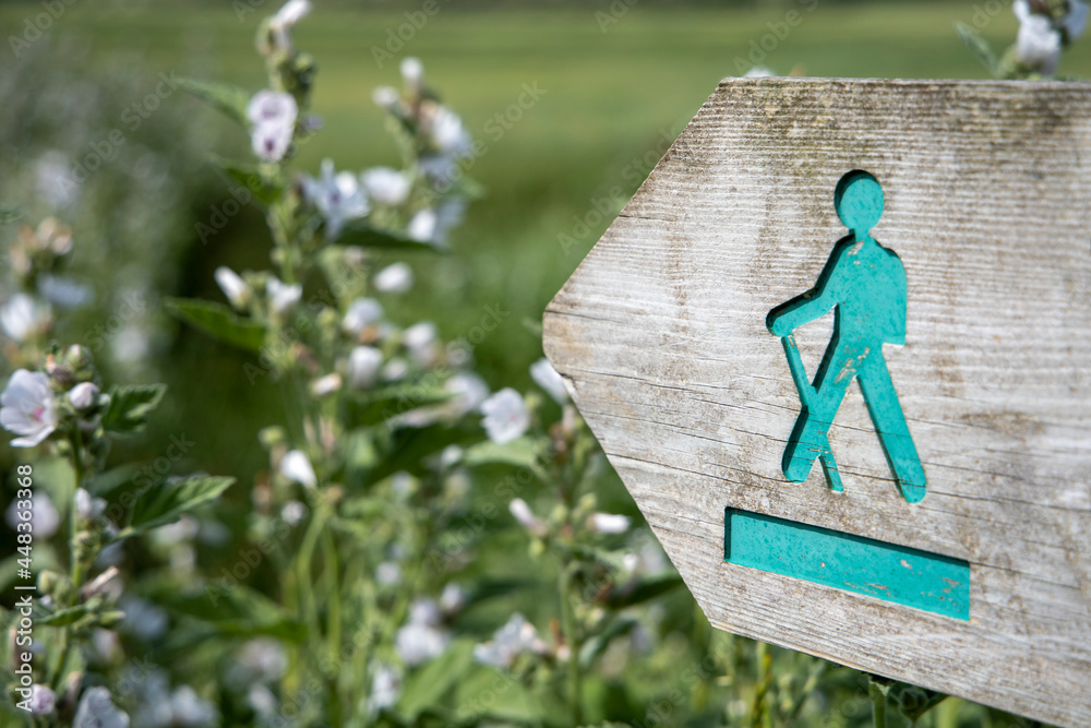 panneau indiquant une ballade pédestre, sentier de grande randonnée (GR ...
