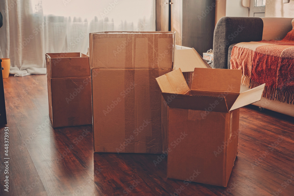 Moving day, Move Into New Home, Moving home checklist. Carton boxes ...