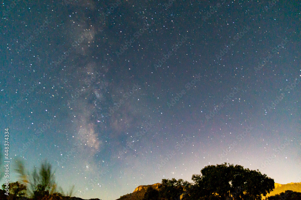 Meteor storm. Perseids. Night sky full of bright stars during the night ...