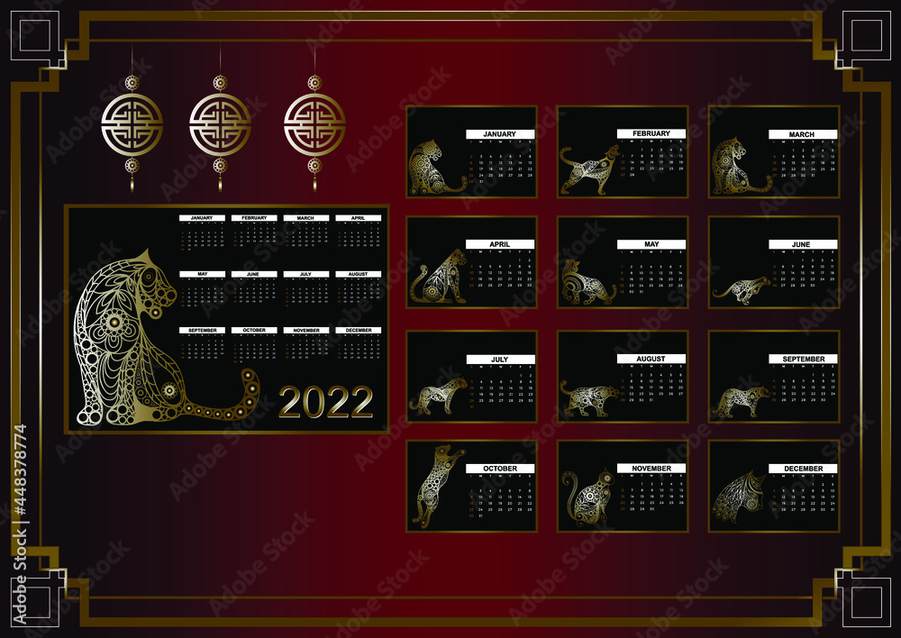 Black water tiger-symbol of 2022. Chinese New Year. Holiday zodiac sign ...