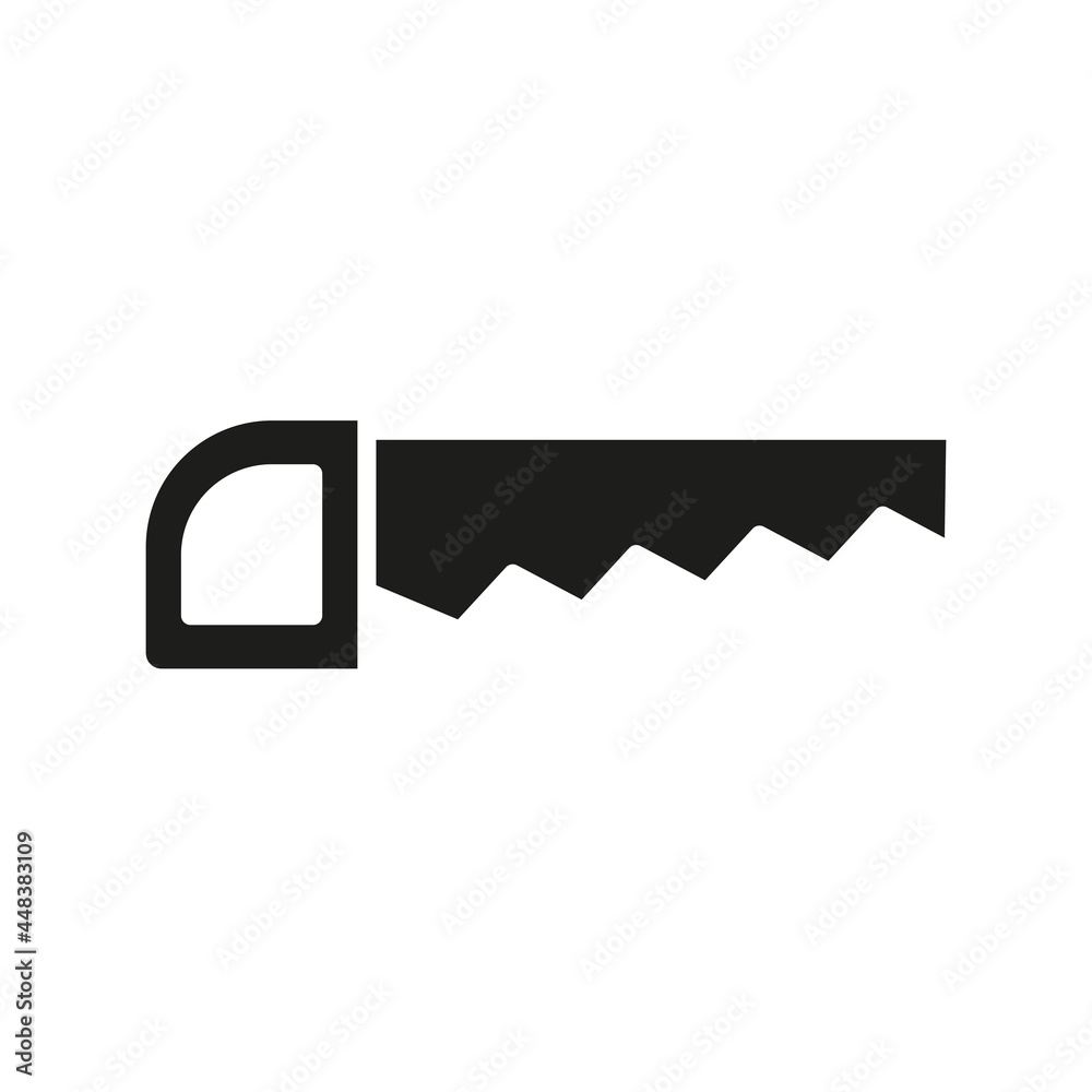 Hand saw icon. Carpenting outline symbol. Built black silhouette ...