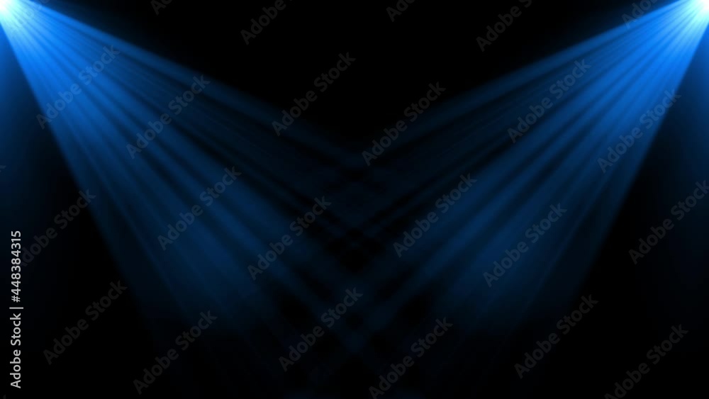 symmetrical Bright colorful spotlights shine into the scene in smoke ...