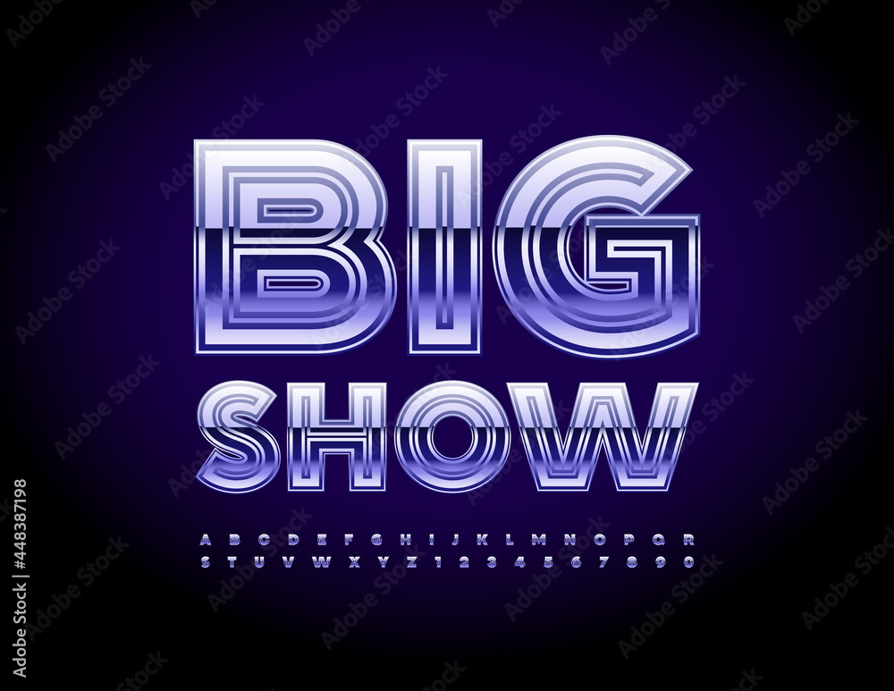 Vector premium poster Big Show. Luxury shiny Font. Purple metallic ...
