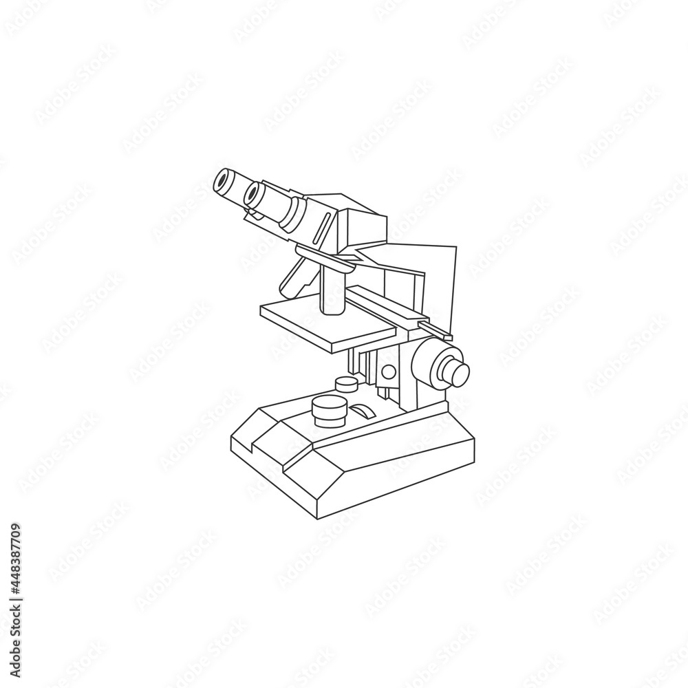 Microscope line isolated on white background. Vector illustration ...