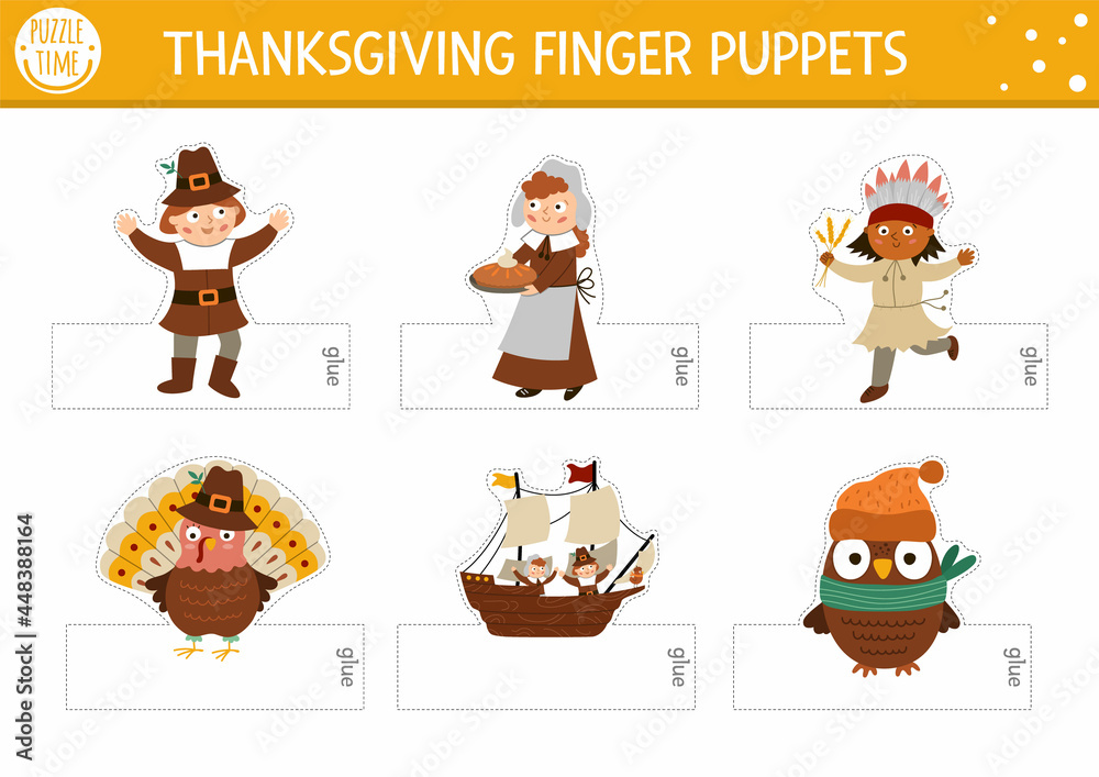 Cute Pilgrim Kids Clipart