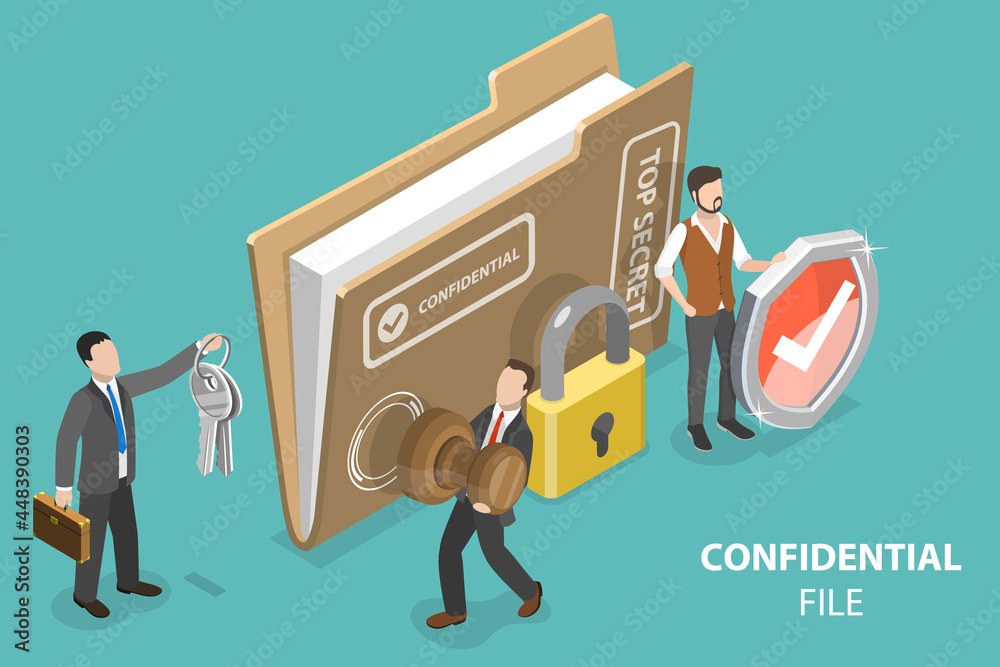 3D Isometric Flat Vector Conceptual Illustration of Confidential File ...