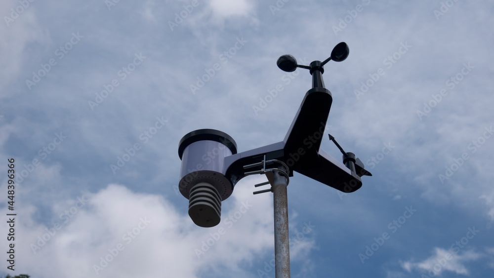 solar weather station for meteorological research with indicator wind ...