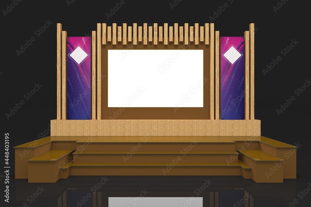 3d illustration stage backdrop flooring wood texture decoration with ...