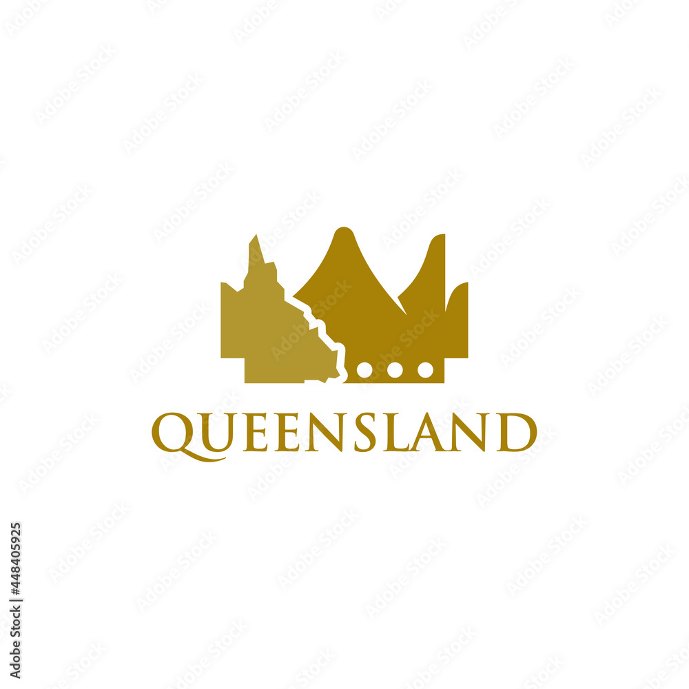 Queensland Map and Crown Symbol. Australia Territory and Queen Icon ...