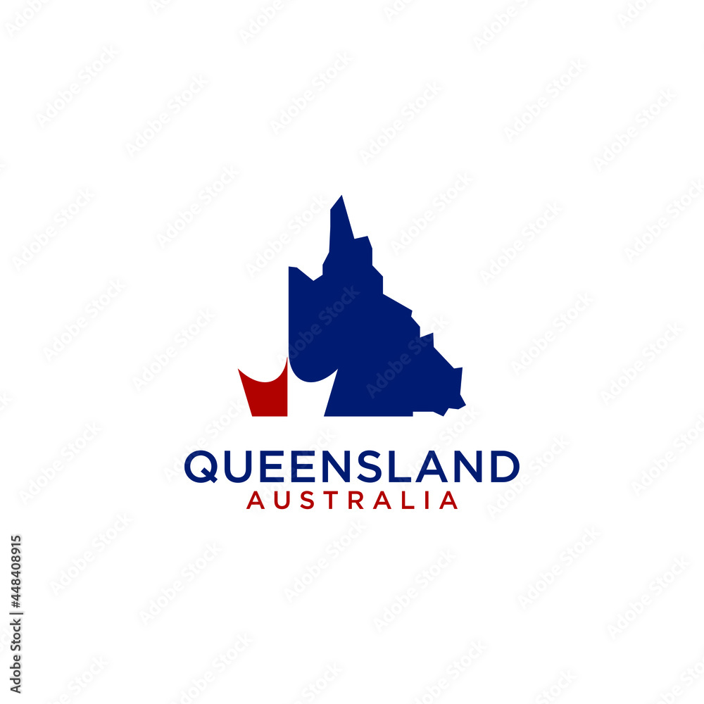 Queensland Map and Crown Symbol. Australia Territory and Queen Icon ...