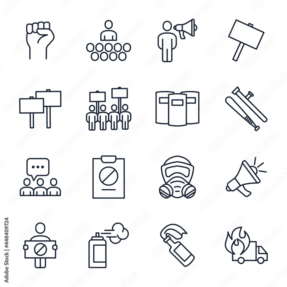 set of Protests and Revolution elements symbol template for graphic and ...