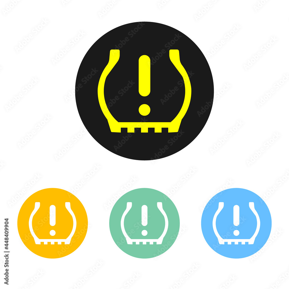 TPMS icon set. Tyre Pressure Monitoring System. Vector illustration of ...