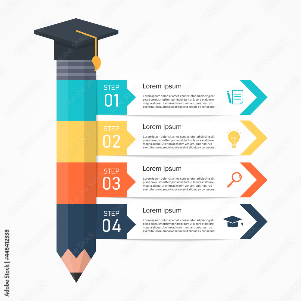 Infographics education pencil with 4 options. Study and education ...