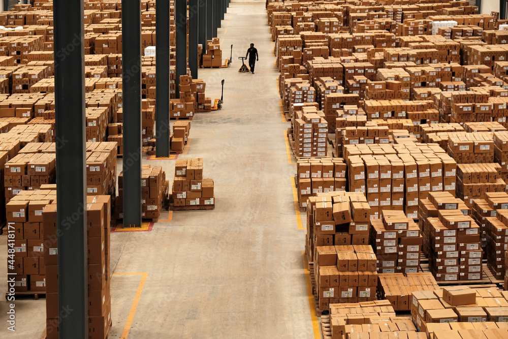 Warehouse, package shipment, freight transportation and delivery ...