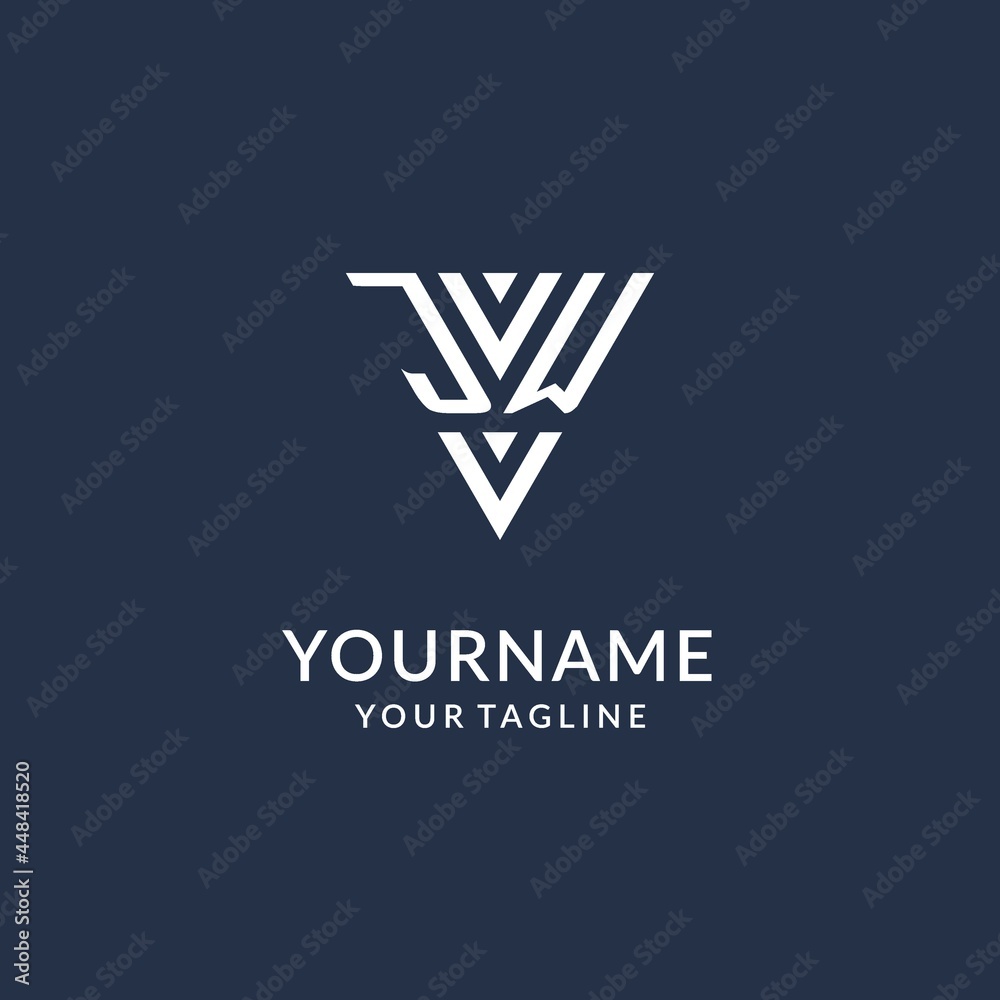JW triangle monogram logo design ideas, creative initial letter logo with triangular shape logo ...