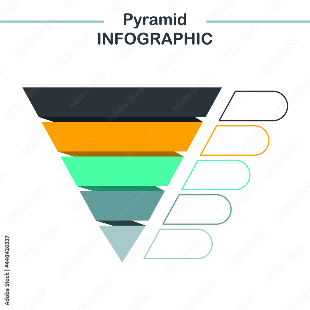 Pyramid Infographic, funnel pyramid business infographic with 5, five ...