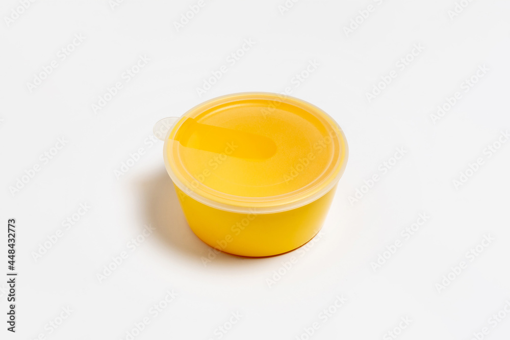 Plastic food containers with lid isolated on white background.High ...