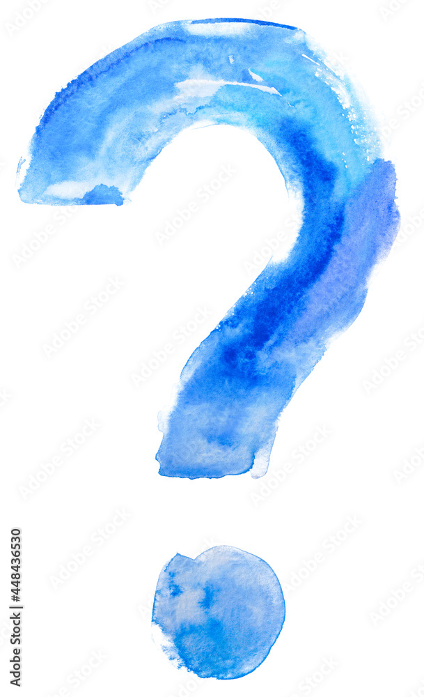 Watercolor question mark in blue Stock Illustration | Adobe Stock