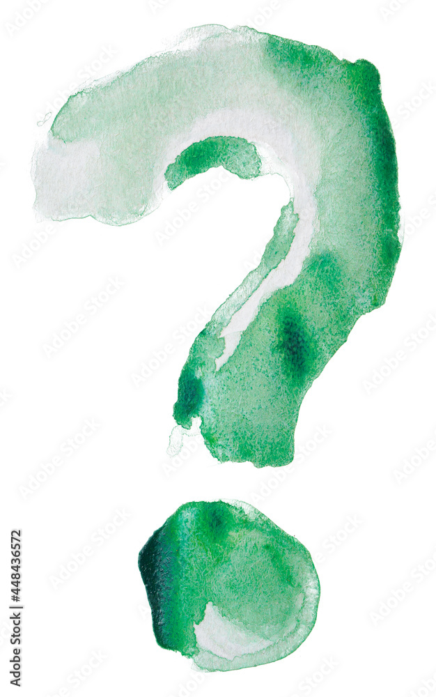 Watercolor question mark green colors Stock Illustration | Adobe Stock