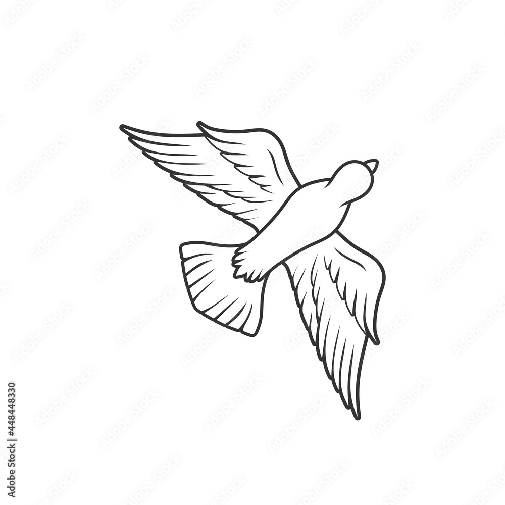 Christian illustration. Church logo. The dove is a symbol of God's Holy ...
