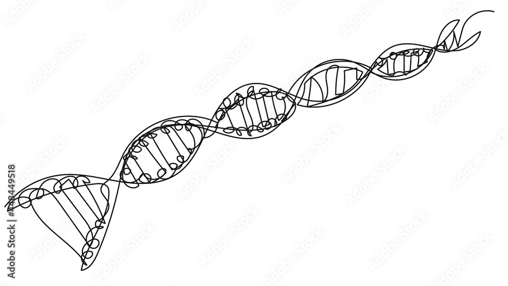 Abstract doodle dna chain on white background. Stock illustration of ...