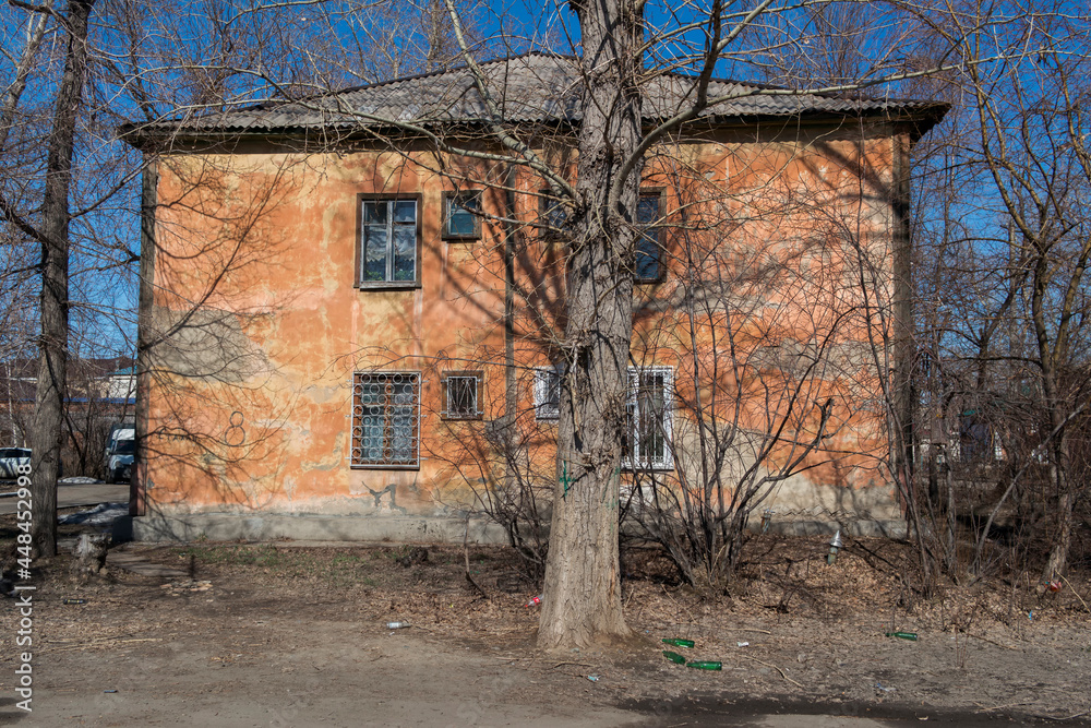Old soviet house. Socialist Classicism. Architectural background ...