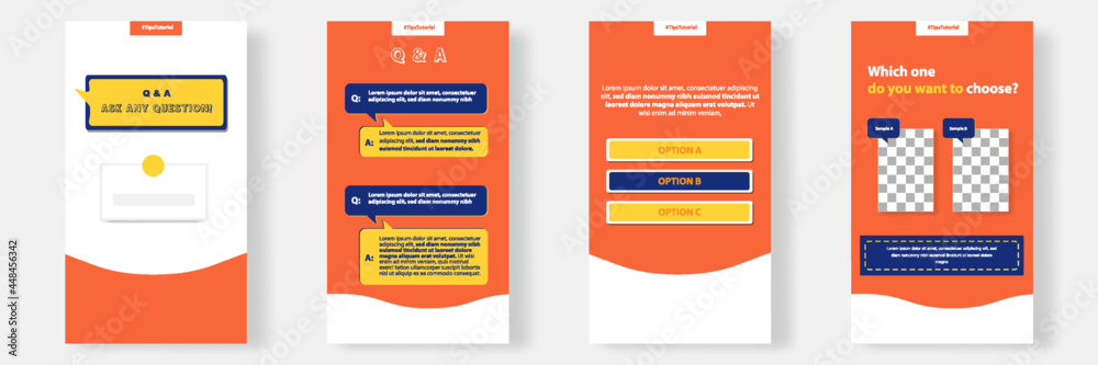 Social media faq, question, answer stories banner layout template with ...