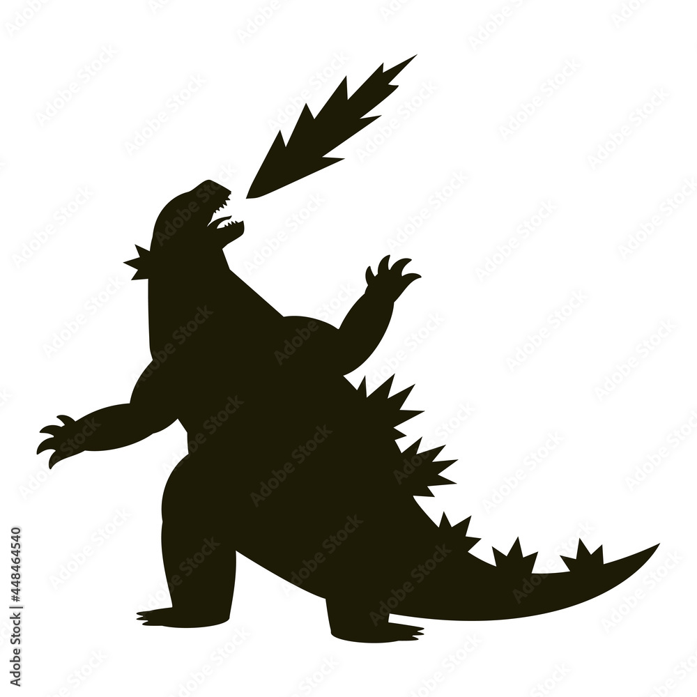 Black silhouette Godzilla vector. Monster in the city Stock Vector ...