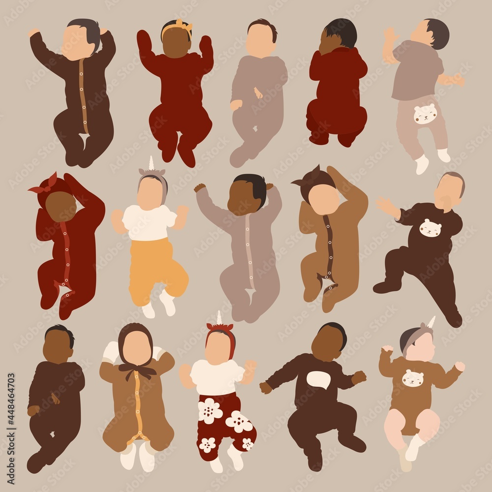 Abstract kids. Set of vector illustrations for print, invitation design ...