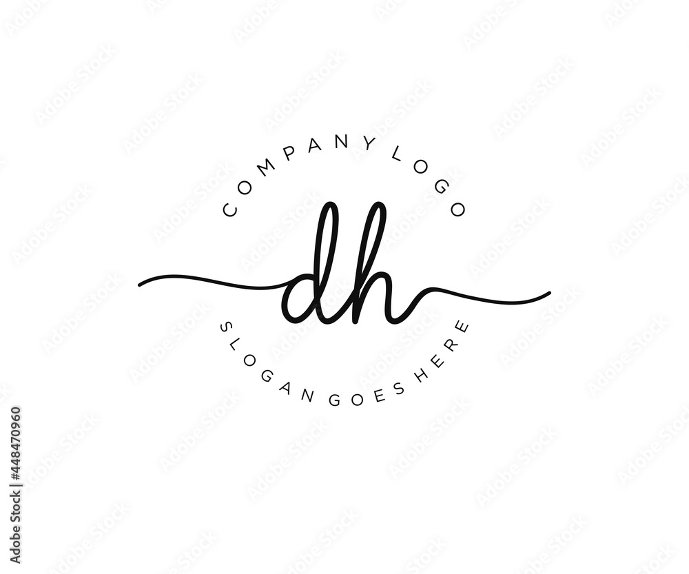 initial DH Feminine logo beauty monogram and elegant logo design ...