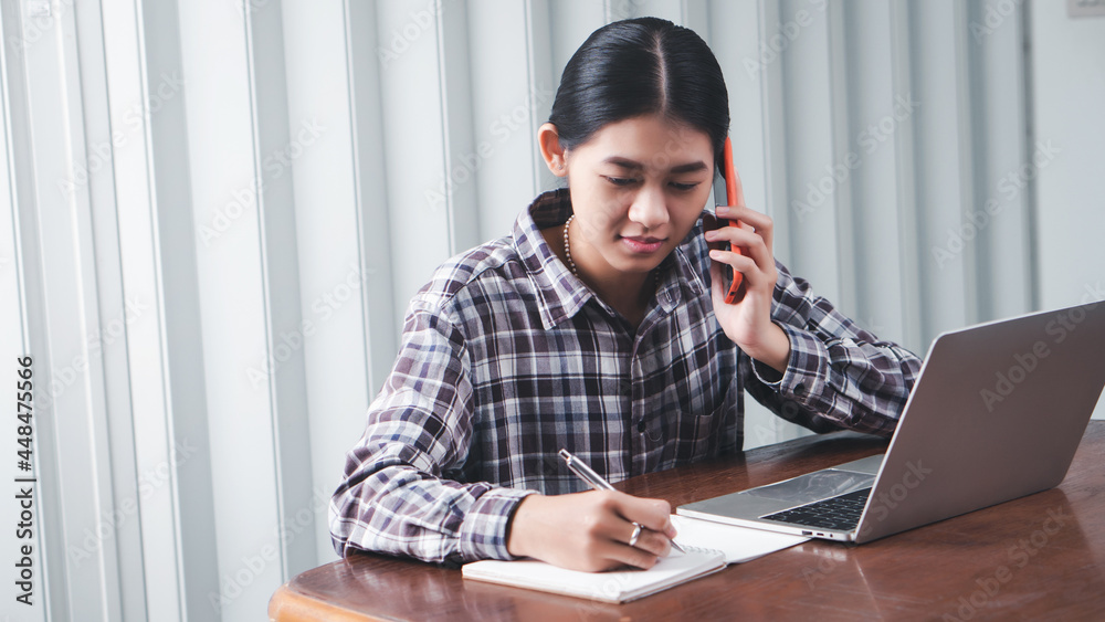 Work from home of graphic designer using mouse pen and laptop to design ...