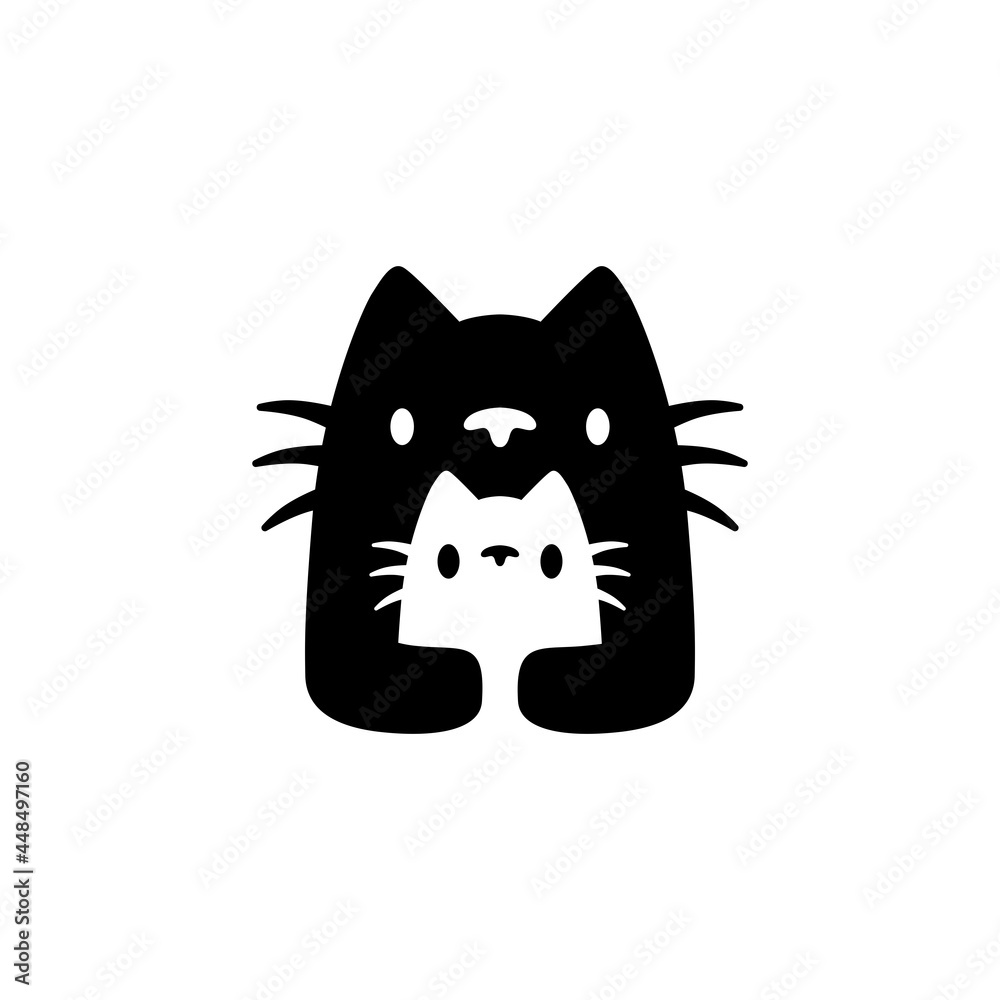 cat mom and son cub mother parent negative space logo vector icon ...