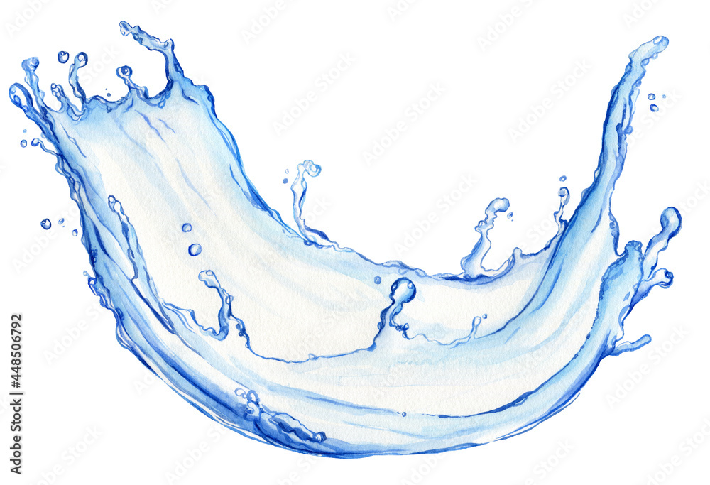 Watercolor hand-painted water splash Stock Illustration | Adobe Stock
