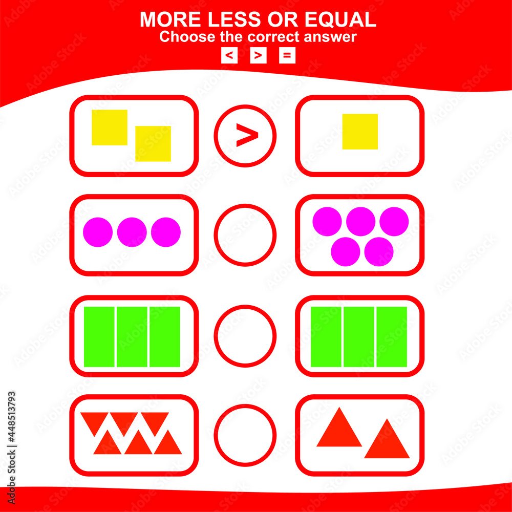 Math educational game for children. Choose more, less or equal game ...